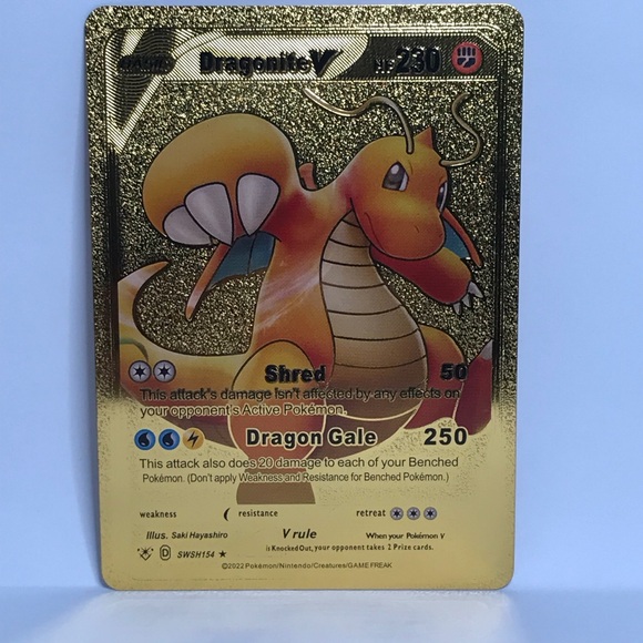 Pokemon | Toys | Pokemon Gold Dragonite Trading Card | Poshmark